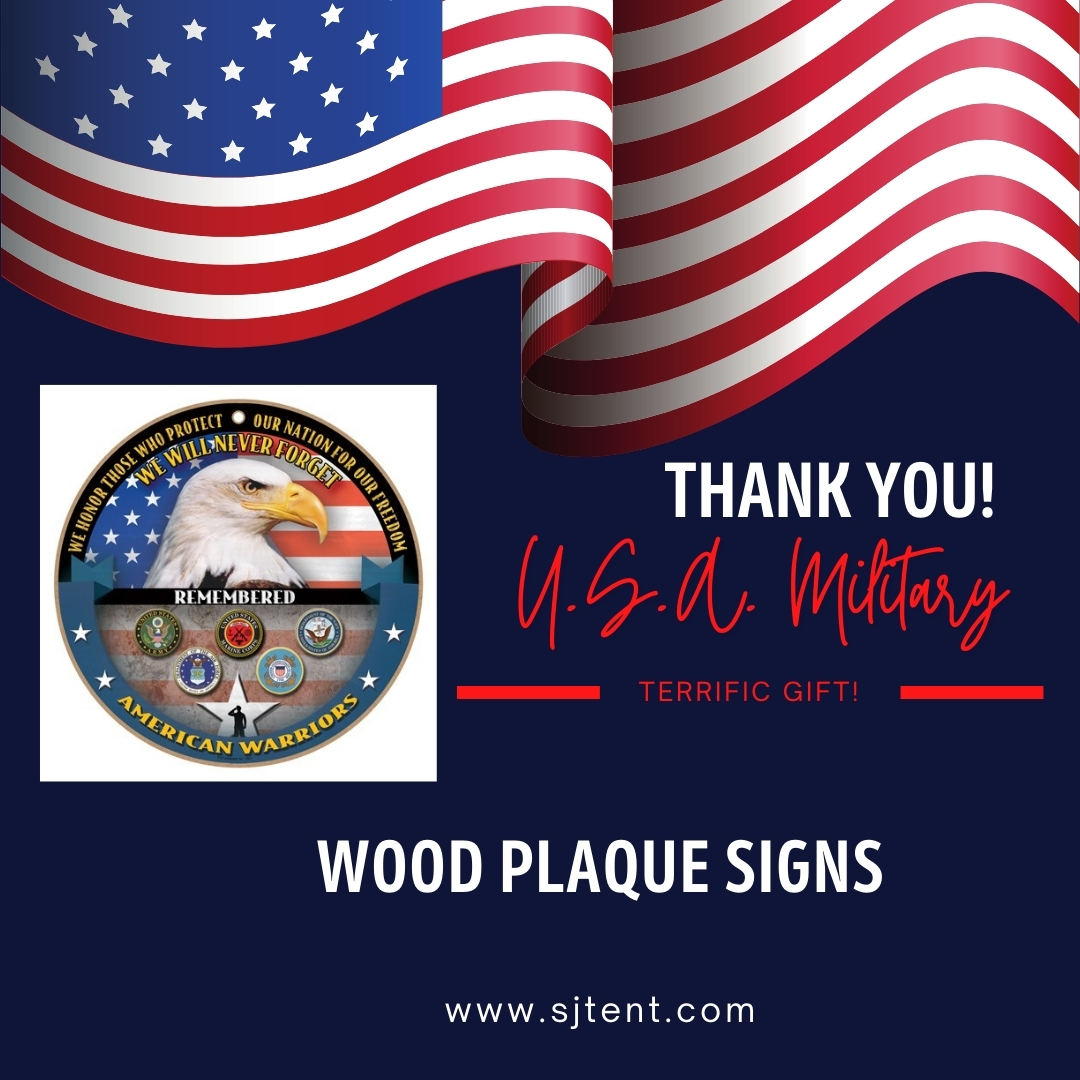 MILITARY SERVICE WOOD SIGNS Cardboard Floor Display