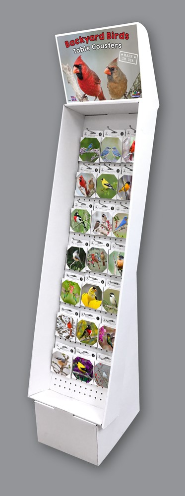 BACKYARD BIRDS TABLE COASTERS Cardboard Floor Display