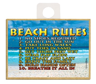 Beach Rules 110 / Beach themed wood fridge magnet